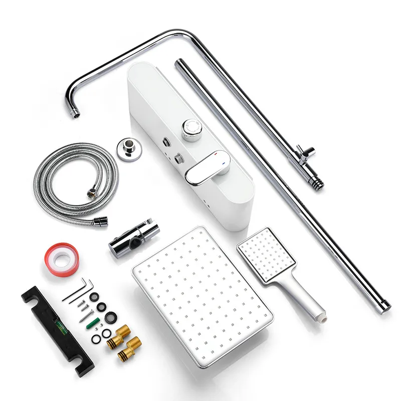 LCD surface-mounted shower mixer with a rain shower head F700W WHITE ...