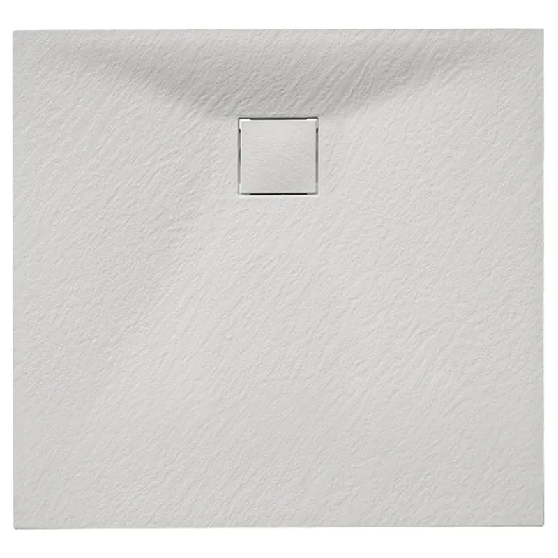 Square stone shower tray CAIR 800x800mm WHITE siphon slim 26mm ...